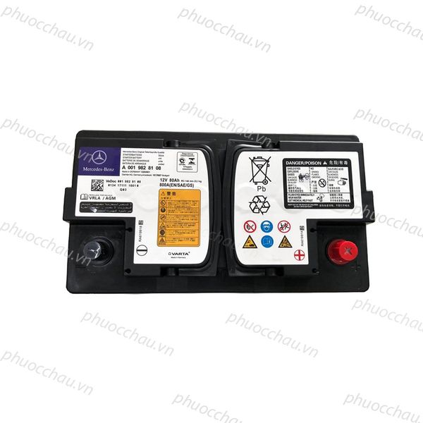 Bình Ắc Quy Xe Mercedes A0019828108 12V-80Ah, Ắc Quy Xe Mercedes E250