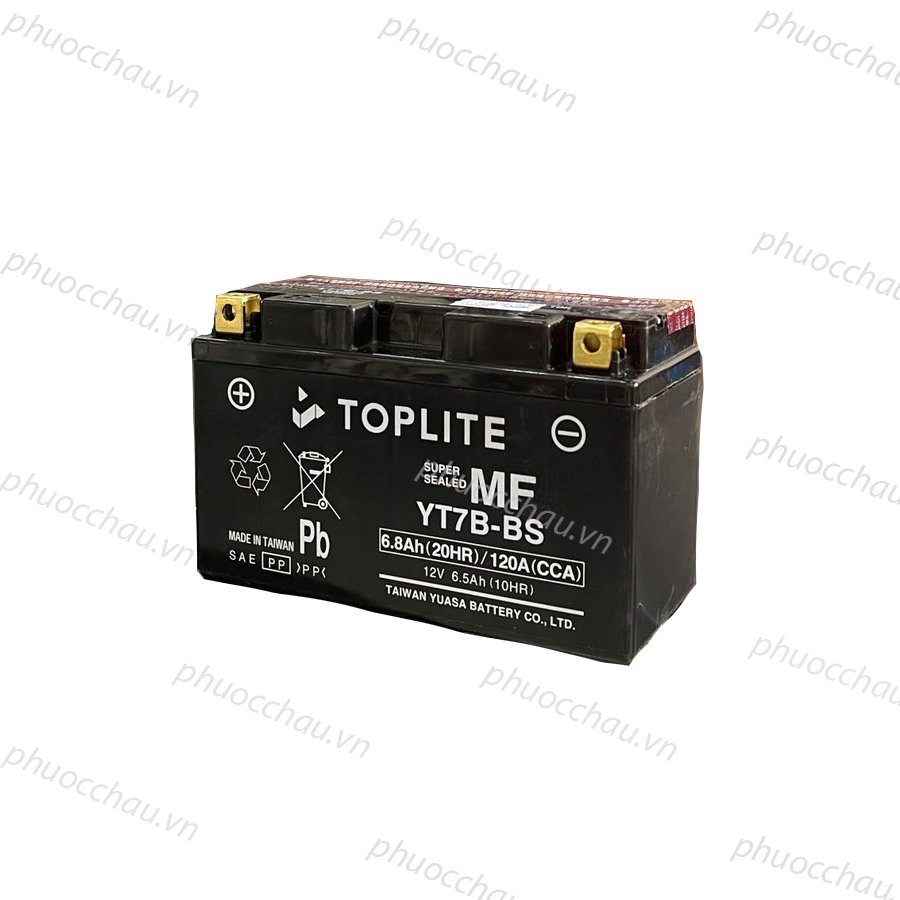 Ắc quy xe moto Toplite YT7B-BS 12V - 6.5AH, dùng cho Ducati, Triumph,