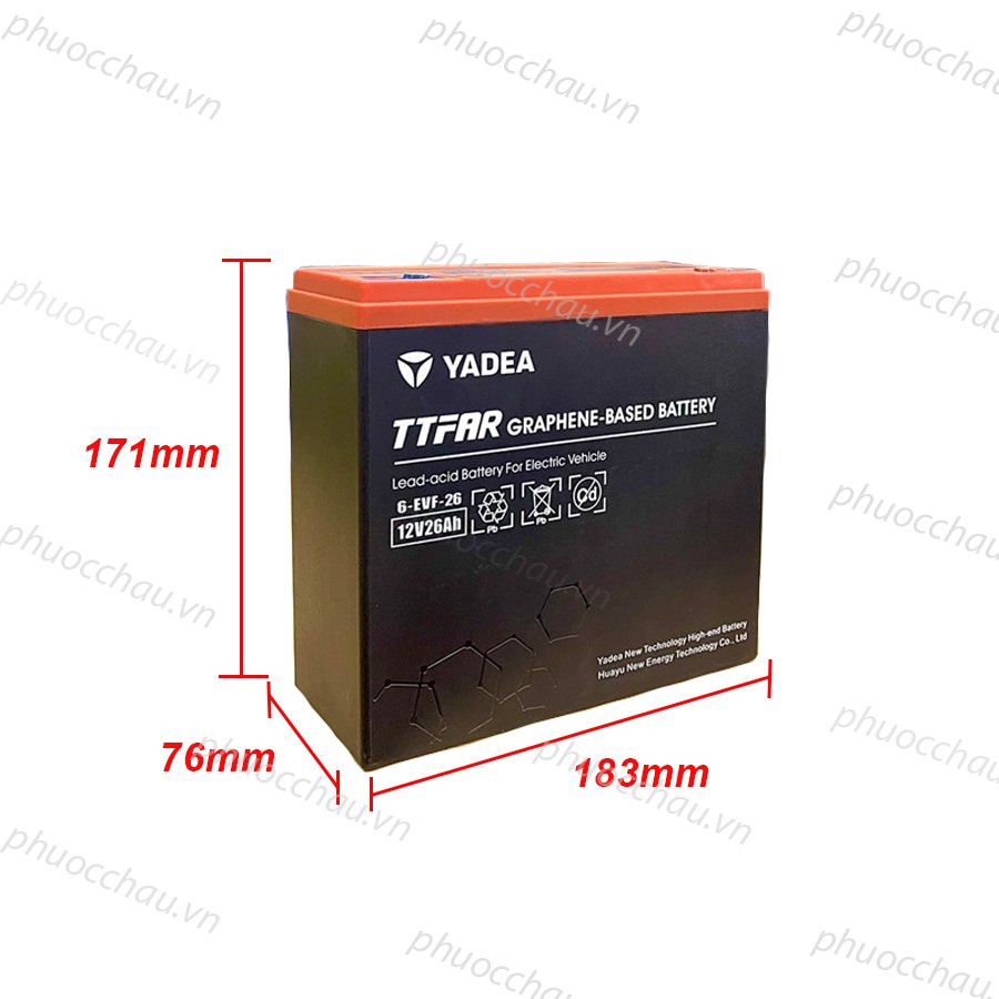 Ắc Quy YADEA 6-EVF-26 12V– 26AH TTFAR, ắc quy xe máy điện