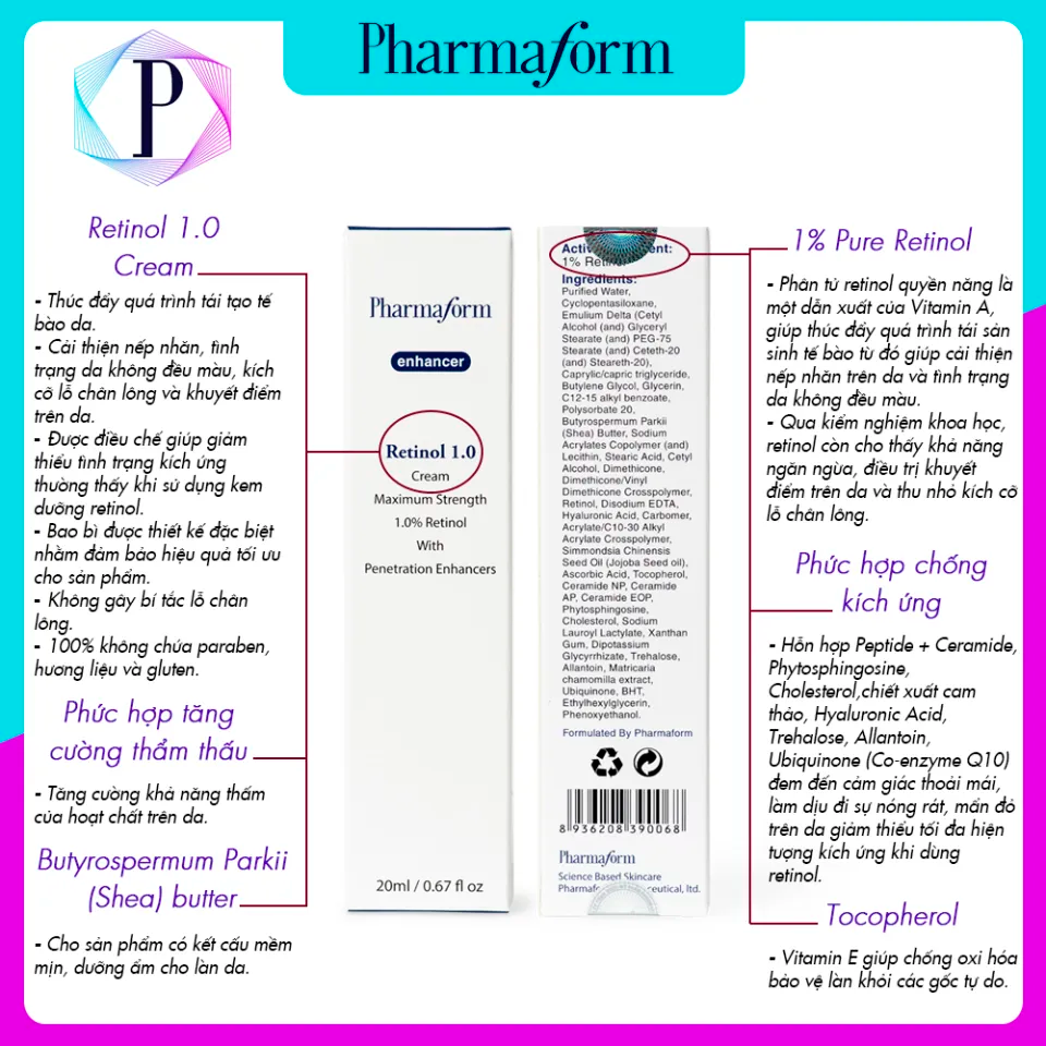 Kem Dưỡng Trẻ Hoá Da Pharmaform Enhancer Retinol 1% Cream – Dược mỹ ...