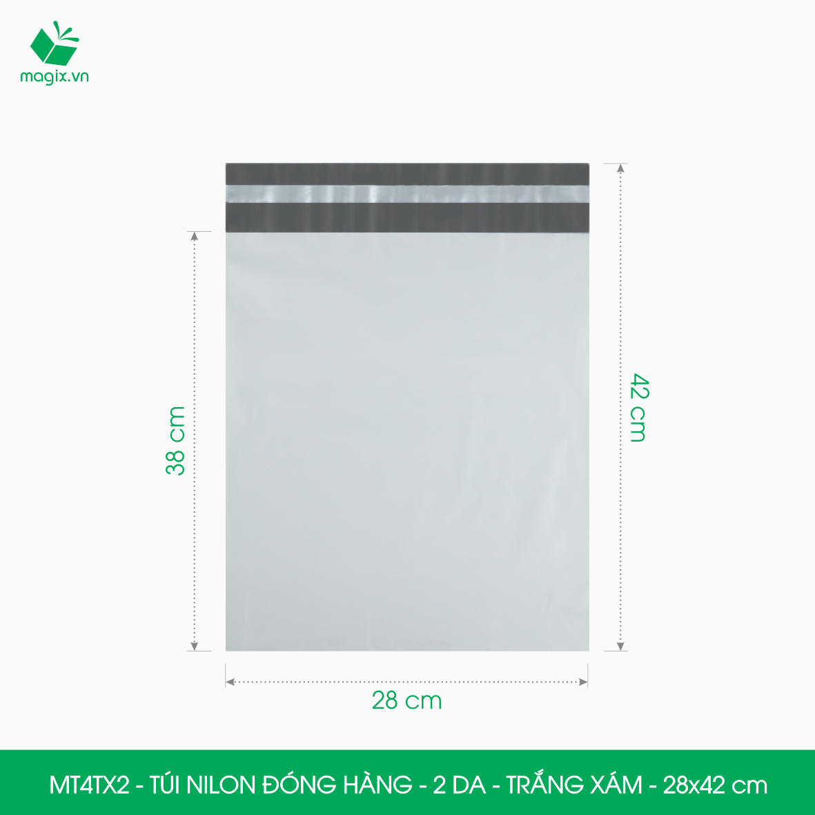 MT4TX2 - 28x42 cm - Túi nilon đóng hàng - 2 da - Trắng xám – Magix.vn ...