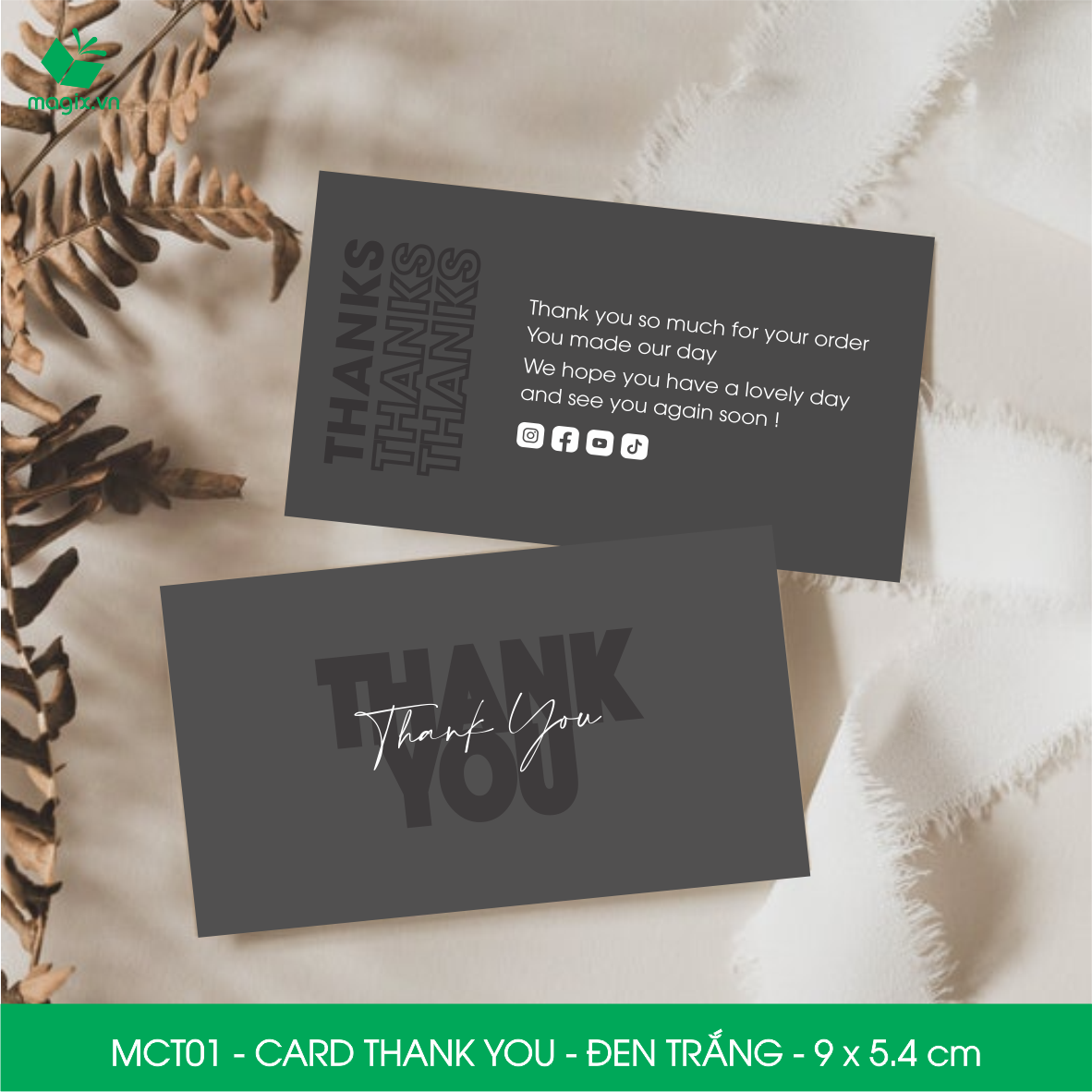 MCT - Card Thank you - C300 - In nhiều màu - 9x5.4 cm [50 cái/pack ...