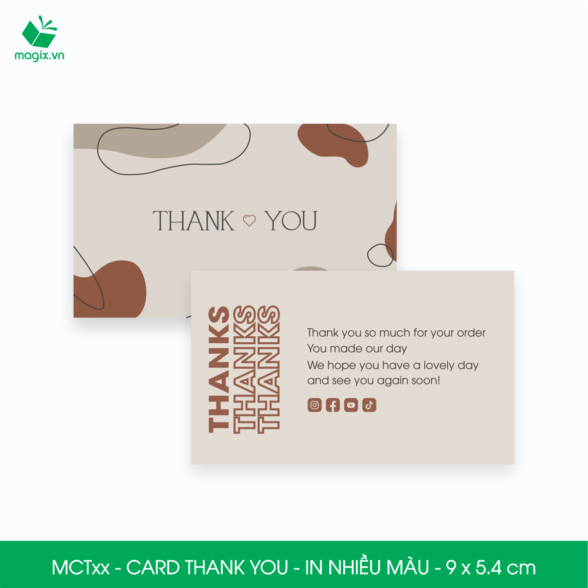 MCT - Card Thank you - C300 - In nhiều màu - 9x5.4 cm [50 cái/pack ...