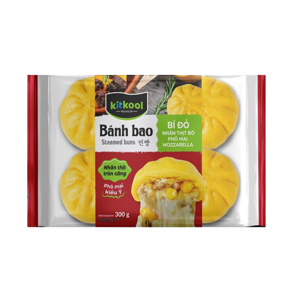 Bánh bao bí đỏ nhân thịt bò phô mai Kitkool 300 g – FARMERS MARKET