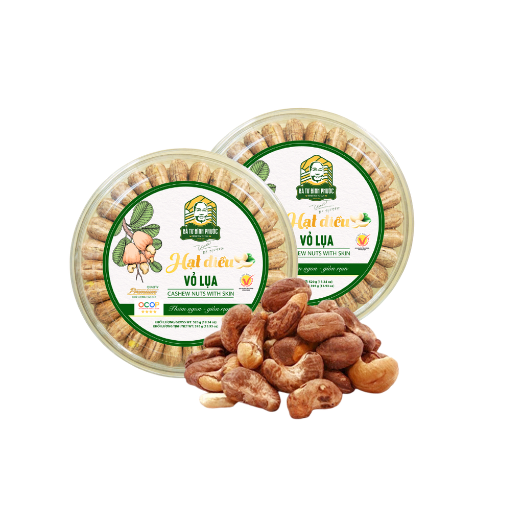 Hạt Điều vỏ lụa Bà Tư Bình Phước hộp 395 g – FARMERS MARKET