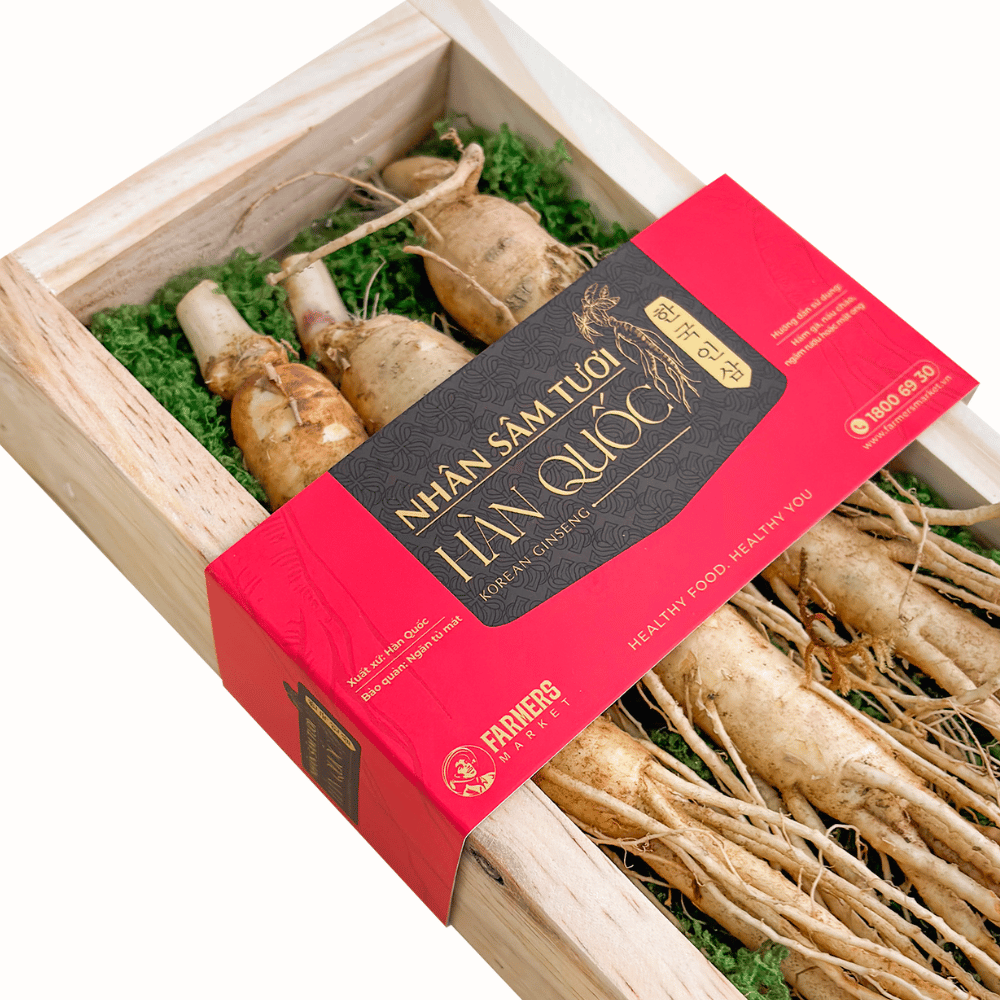 Hộp quà Nhân sâm Hàn Quốc 6 năm tuổi loại 33-55g (3củ) – FARMERS MARKET