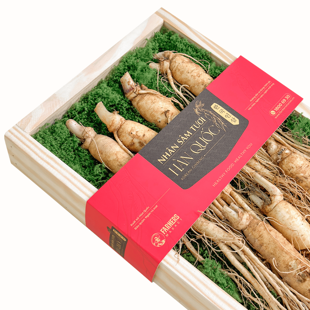 Hộp quà Nhân sâm Hàn Quốc 6 năm tuổi loại 33-55g (7củ) – FARMERS MARKET
