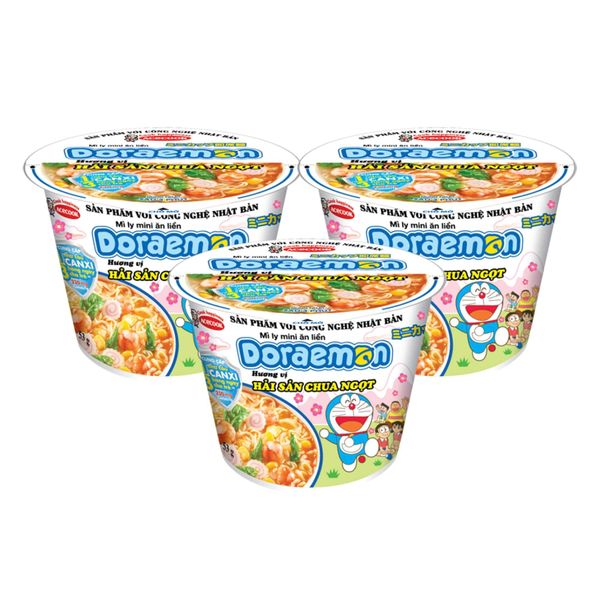 [Combo 2 ly] Mì mini Doraemon hải sản chua ngọt – FARMERS MARKET
