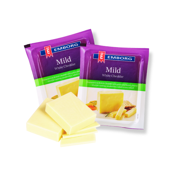 Phô mai khối Emborg Mild White Cheddar gói 200 g – FARMERS MARKET