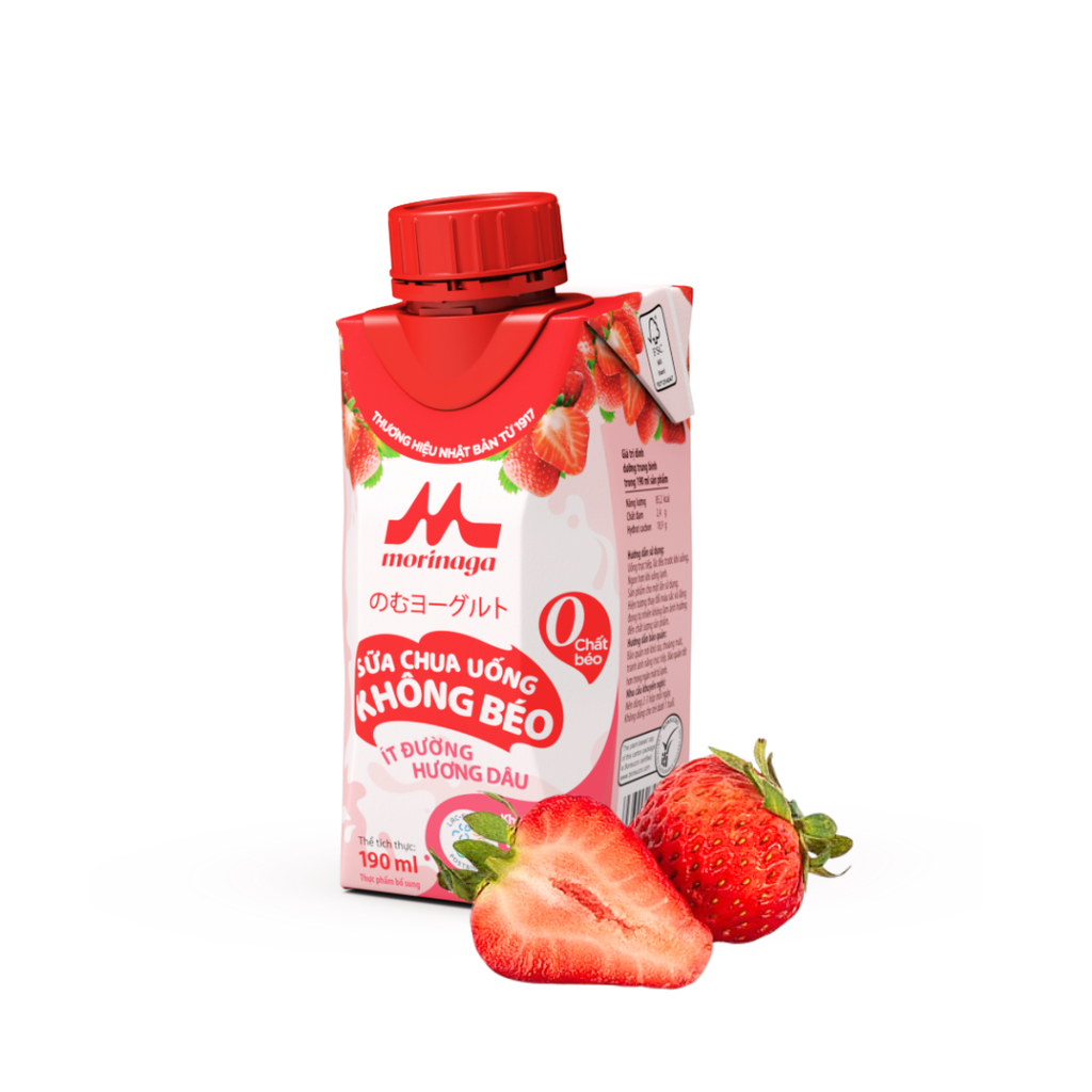 Sữa chua uống Morinaga không béo vị dâu hộp 190 ml – FARMERS MARKET