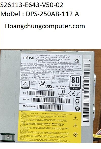 Nguồn máy tính fujitsu chân đen bé DPS-250AB-112 A / S26113-E643-V50-0 ...