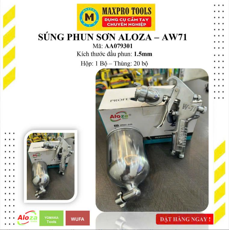 Bình sơn cao cấp Aloza AW71 - 400cc ( bình trên ) - Đầu phun 1.5mm – Maxpro