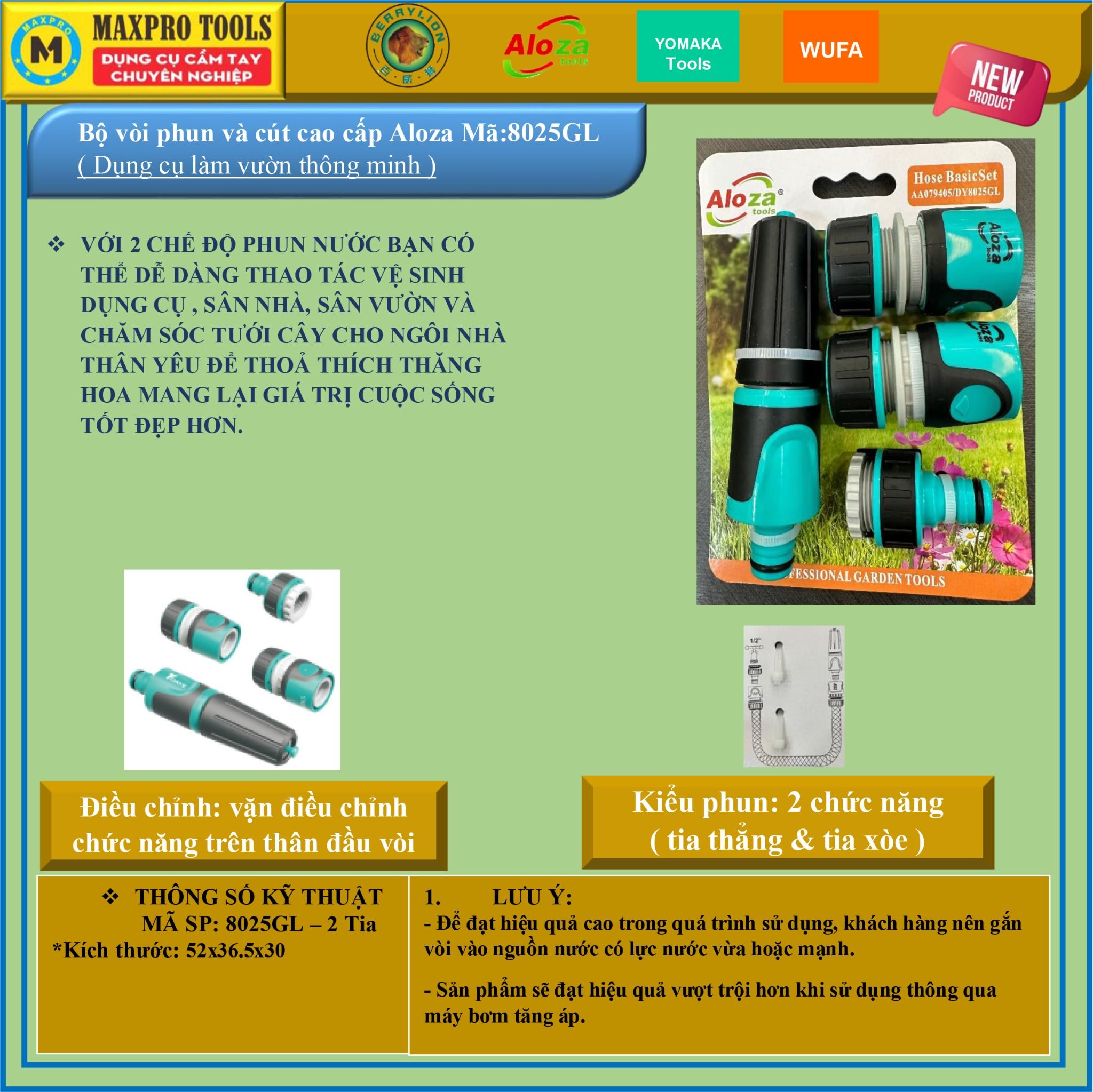 Bộ vòi phun và cút cao cấp Aloza – Maxpro