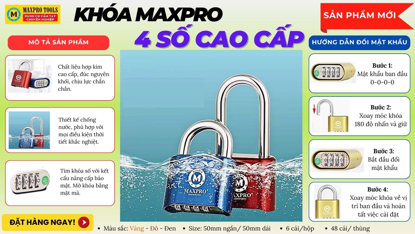 Khóa Maxpro 4 số cao cấp