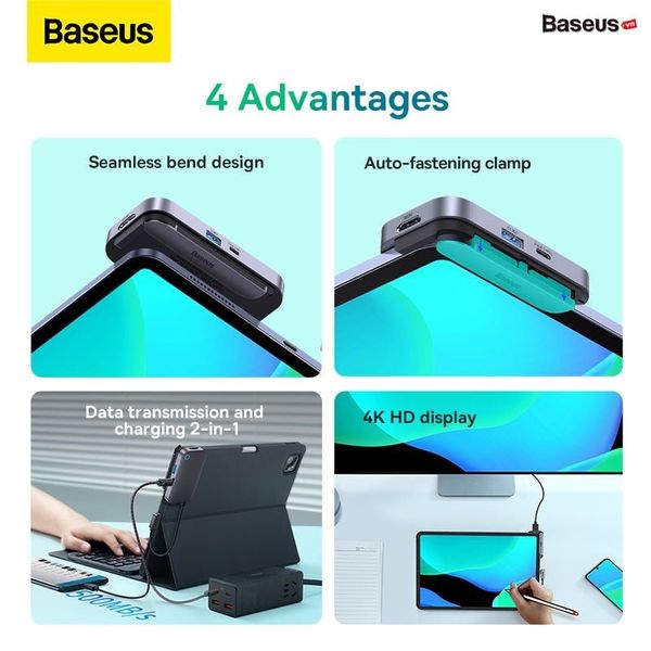 Hub Mở Rộng & Xuất Màn Hình cho iPad Baseus PadJoy Type-C HUB Adapter
