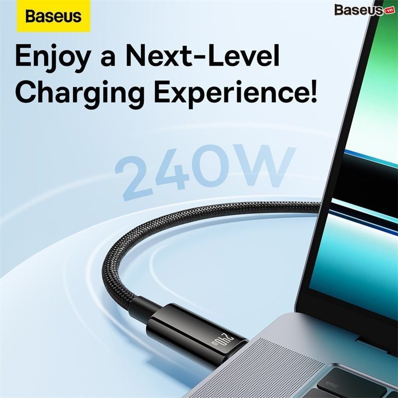 Cáp Sạc Nhanh Baseus Tungsten Gold Type-C to Type-C PD 240W