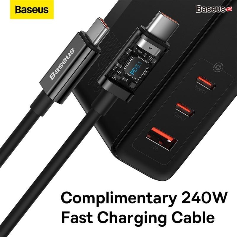 Củ Sạc Nhanh Baseus GaN5 Pro Fast Charger 140W - 2C+ USB (kèm C to C)