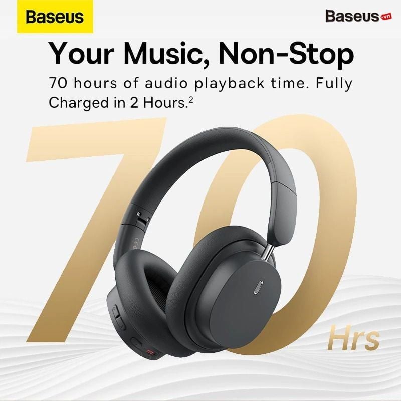 Tai Nghe Chụp Tai Không Dây, Chống Ồn Baseus Bowie D05 ANC, 3D