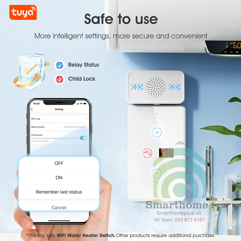Công Tắc 20A C Smart Series Bình Nóng Lạnh Wifi USB Type C Tuya CFW1US ...