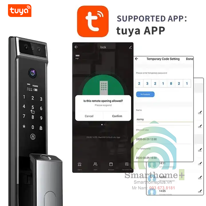 Khóa Cửa Thông Minh Cao Cấp Nhận Dạng Khuôn Mặt Công Nghệ 3D Wifi Tuya – SmartHomePlus Việt Nam ...