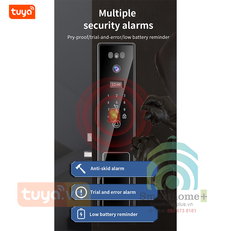 Khóa Cửa Gỗ Nhận Diện Gương Mặt FaceID Có Video Call Wifi Tuya S555 Ma ...