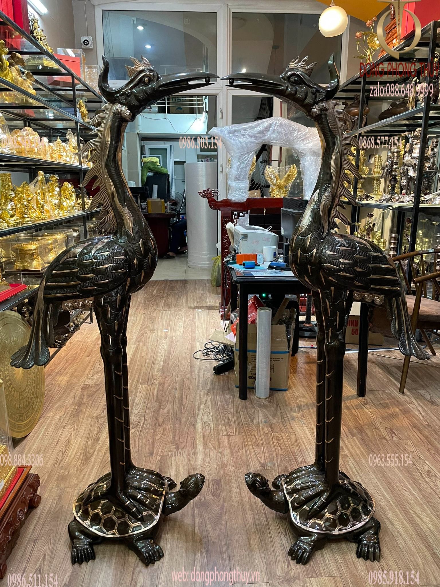 Đôi hạc đồng 1m55 đồng đỏ 80kg – Đồng Phong Thủy