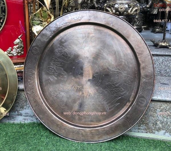 Mâm đồng 60cm màu hun – Đồng Phong Thủy