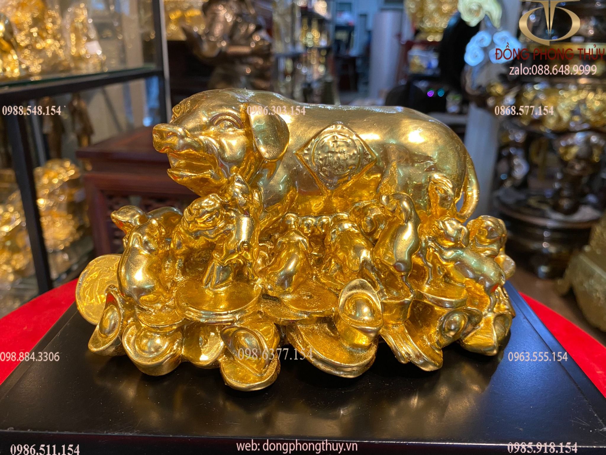 Tượng heo phong thủy dát vàng 24k – Đồng Phong Thủy