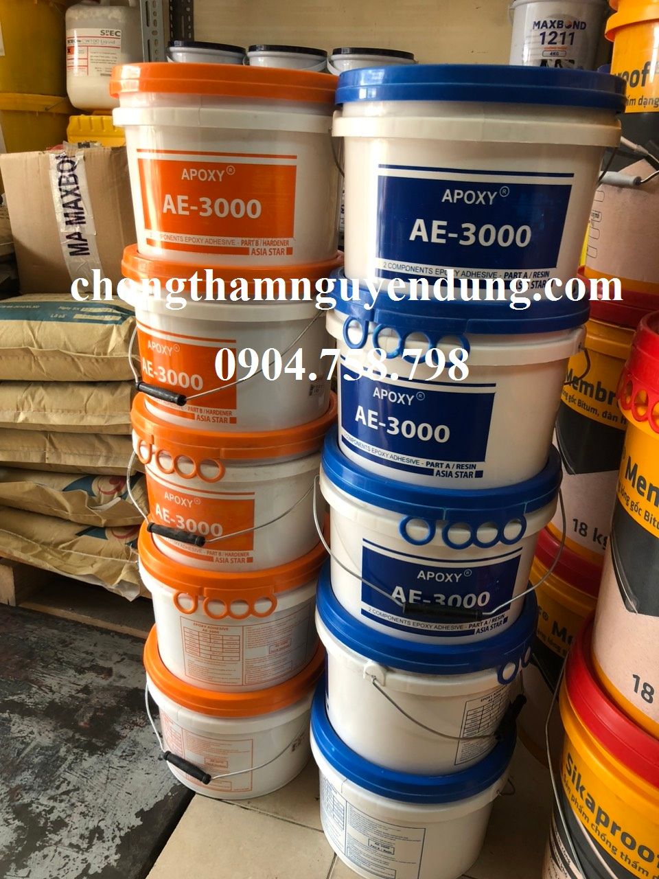 Keo Epoxy AE3000 màu ghi - bộ 20kg – Chống Thấm Nguyên Dũng