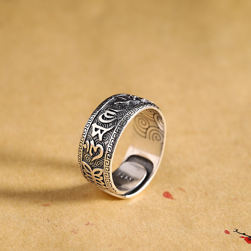 Nhẫn Bạc Phong Thủy Chữ Phạn - NB560 – Trang Sức Nam