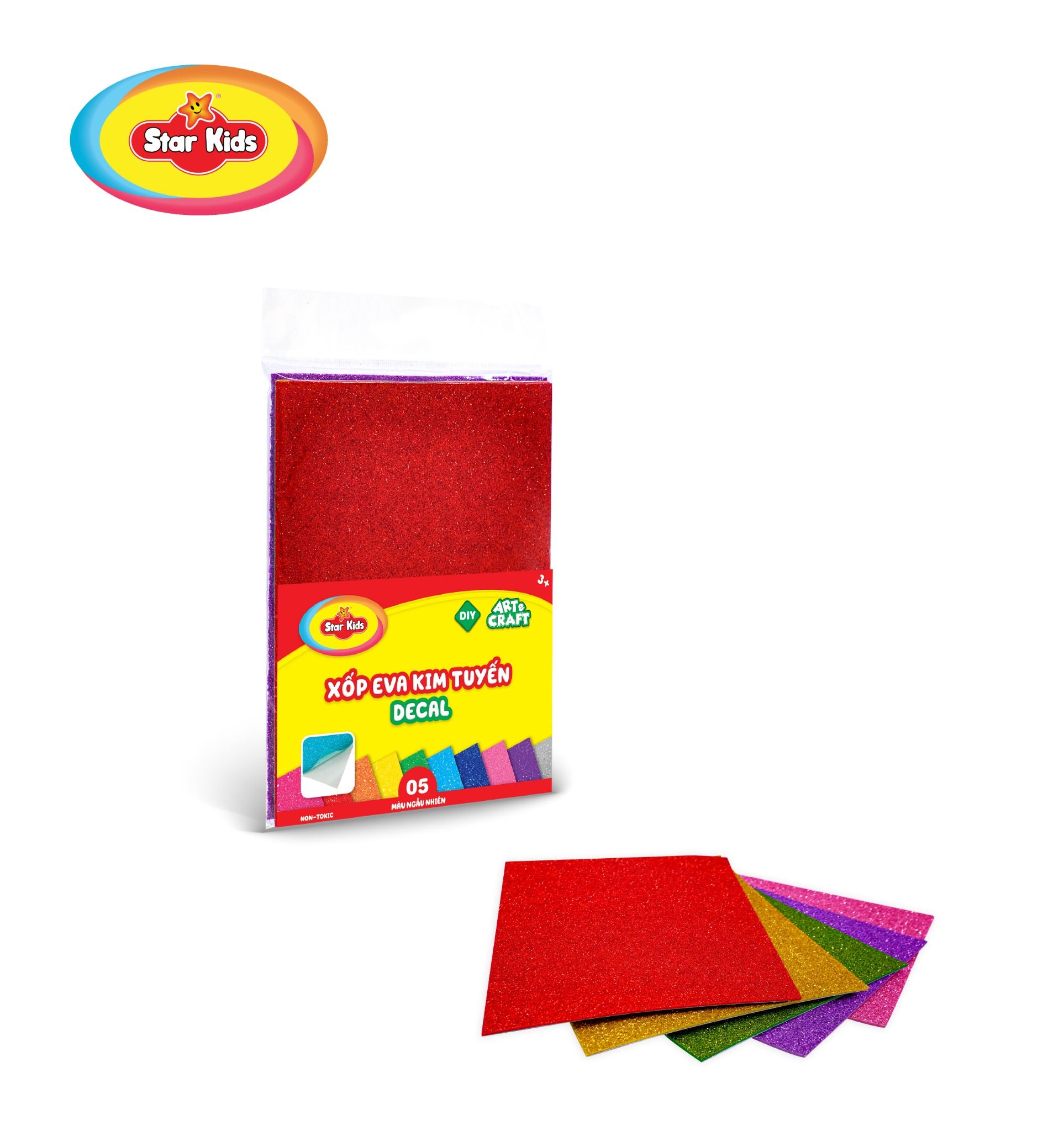 K-902 BỘ 5 TẤM XỐP EVA KIM TUYẾN DECAL – R STAR
