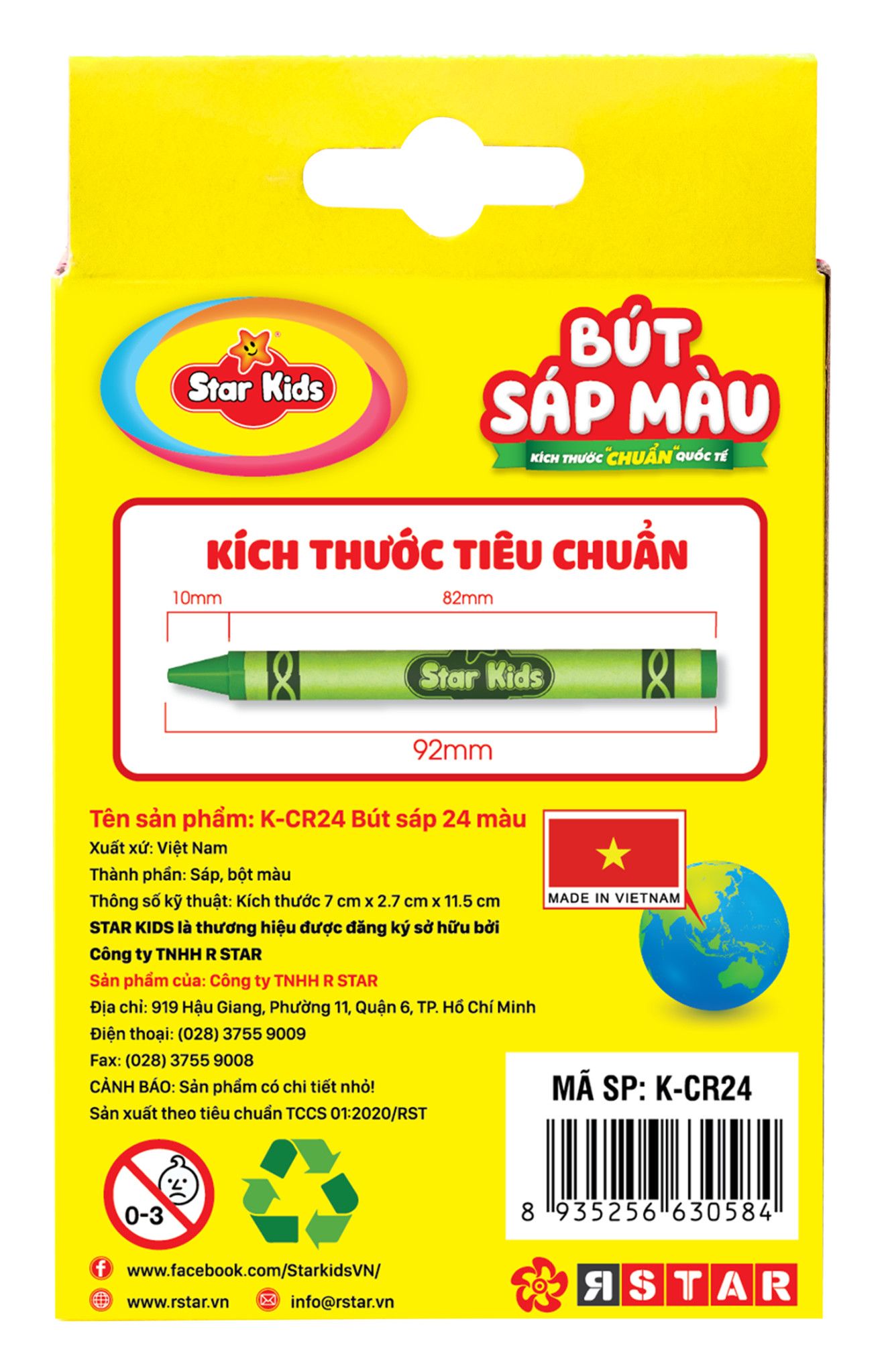 K-CR24 BÚT SÁP MÀU 24 CÂY – R STAR