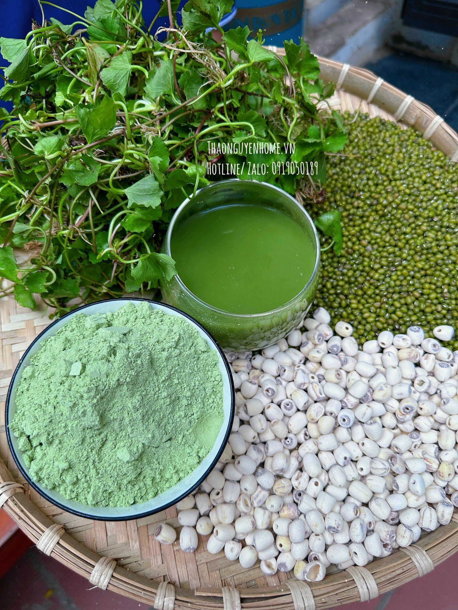 Bột đậu xanh rau má cốt dừa sen Huế – thaonguyenhome