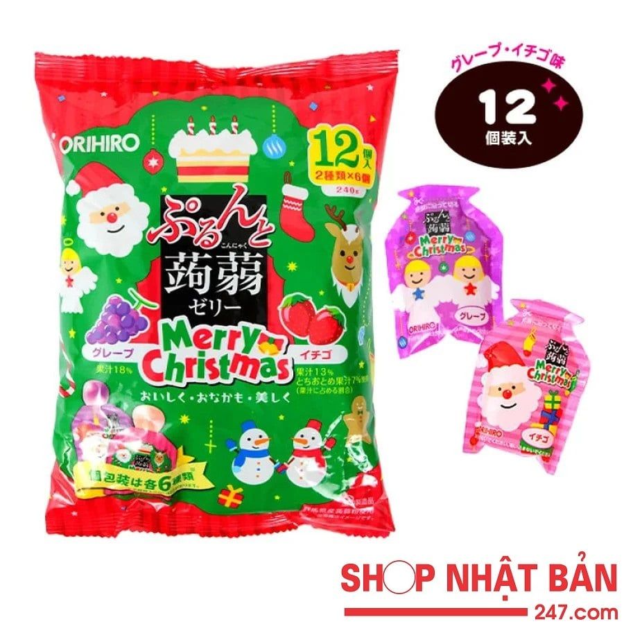 Thạch trái cây vị nho và dâu Giáng sinh Merry Christmas 240g ...