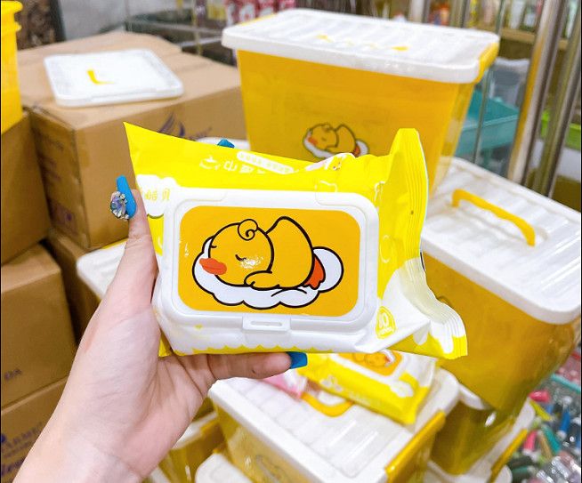 Thùng 10 gói Khăn giấy ướt Duck vịt vàng kháng khuẩn (80 khăn/ gói ...