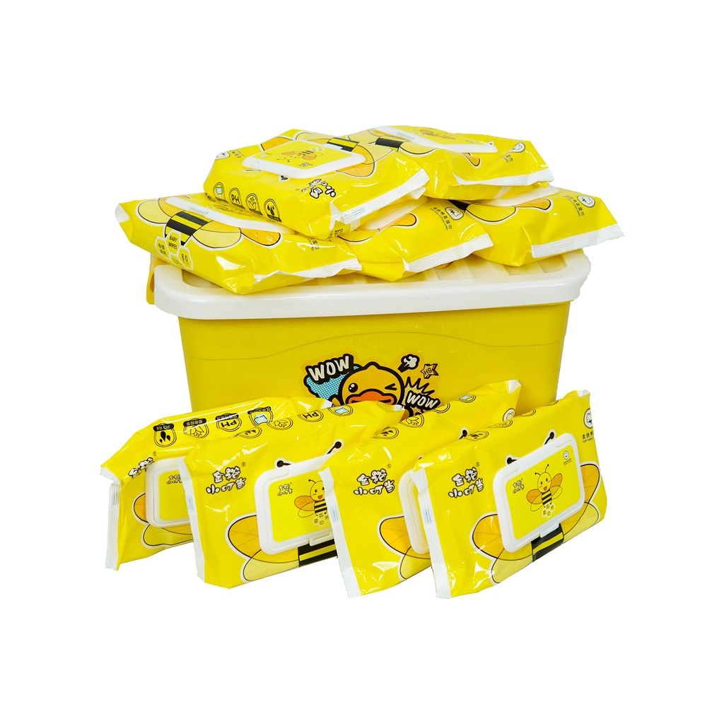 Thùng 10 gói Khăn giấy ướt Duck vịt vàng kháng khuẩn (80 khăn/ gói ...