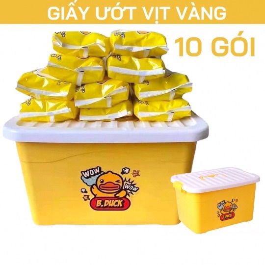 Thùng 10 gói Khăn giấy ướt Duck vịt vàng kháng khuẩn (80 khăn/ gói ...