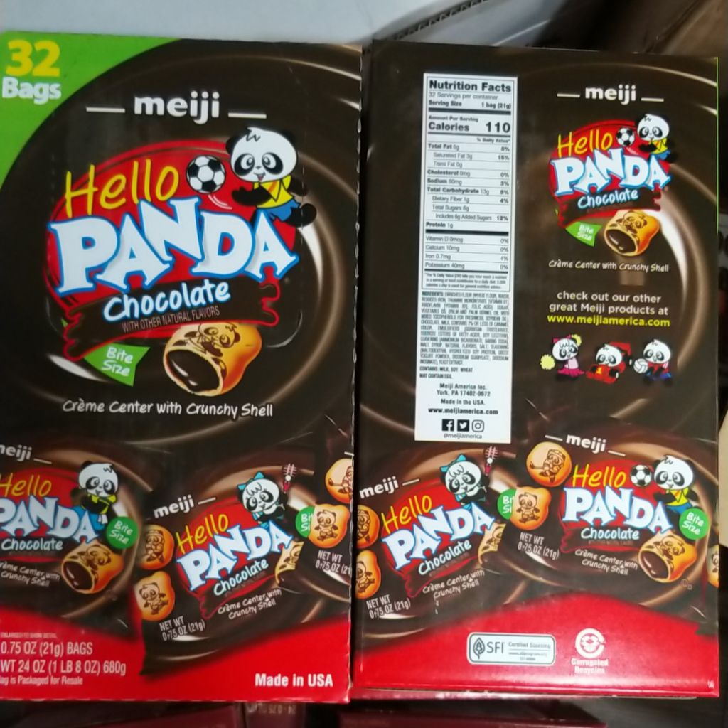 Bánh gấu nhân kem Socola Hello Panda Meiji hộp 680g Mỹ (21g x 32 gói) – TIẾN THÀNH BEAUTY