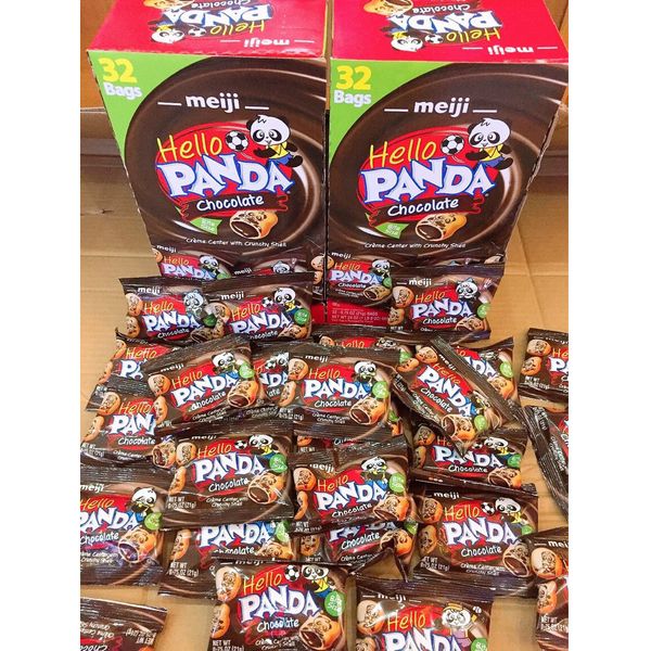 Bánh gấu nhân kem Socola Hello Panda Meiji hộp 680g Mỹ (21g x 32 gói ...