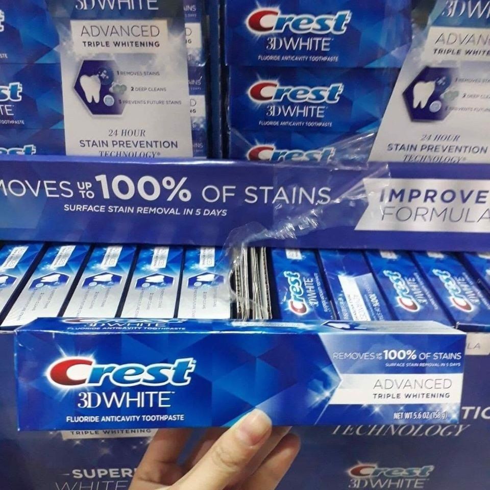 Kem đánh răng CREST 3D White Advanced Triple Whitening 158g của Mỹ ...