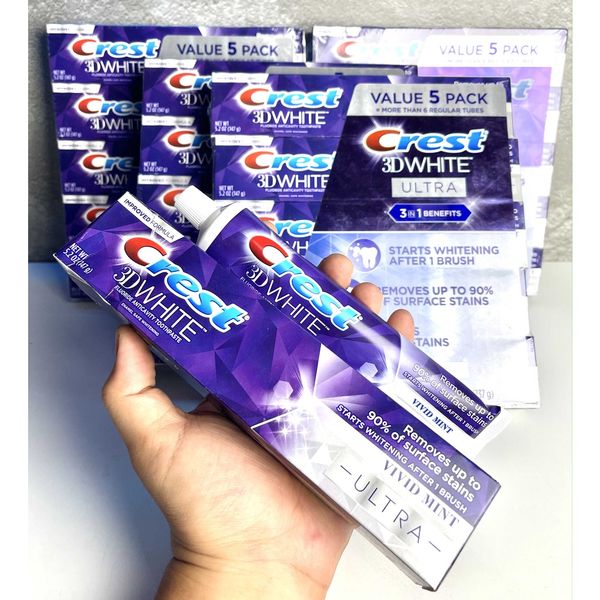 Kem đánh răng Crest 3D White Ultra 3in1 Vivid Mint 5 tuýt x 147g Mỹ ...
