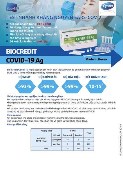 Kit test nhanh Biocredit Covid-19 Ag của Hàn Quốc – TIẾN THÀNH BEAUTY