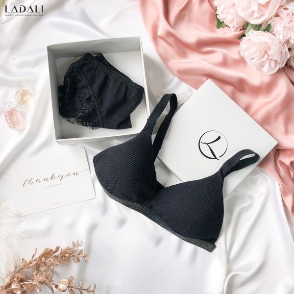 Bộ Đồ Lót thiết kế basic dây nhung cao cấp Ladali - MS 532 Đen