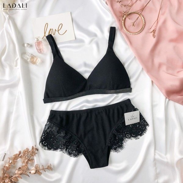 Bộ Đồ Lót thiết kế basic dây nhung cao cấp Ladali - MS 532 Xanh