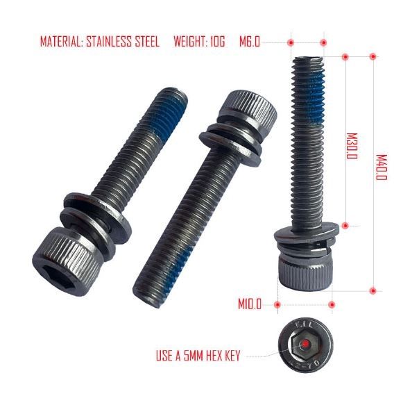 Ốc inox M6x35 cho cầu thắng xe đạp – B.A.T Shop - Bike and Travel