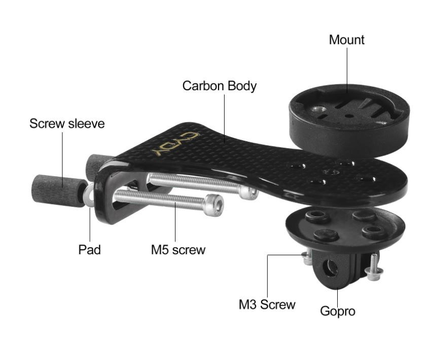 Bát carbon 3K gắn đồng hồ tốc độ / Camera hành trình / Đèn pin lên ốc ...