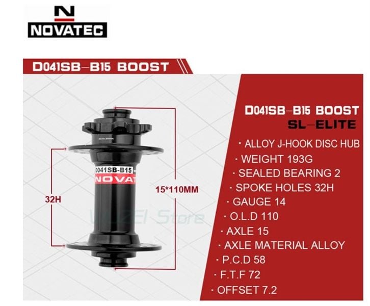 Đùm trước xe đạp Novatec D041 9x100 / 15x100 / 15x110 – B.A.T Shop ...