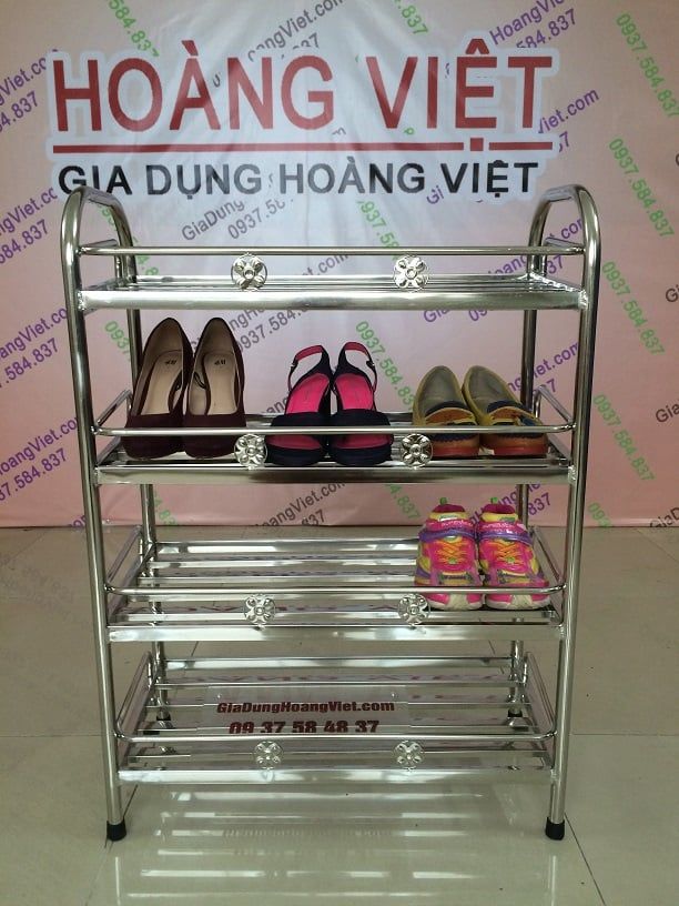 Kệ Giày Dép Inox Hộp Vuông 4 Tầng – Gia Dụng Hoàng Việt