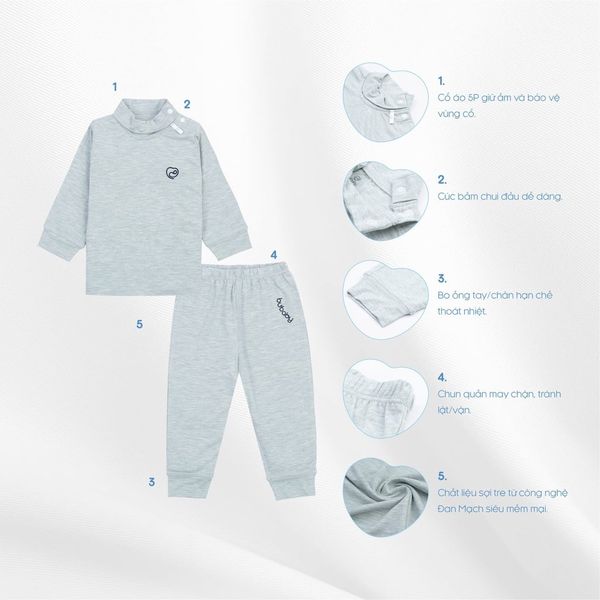 Bộ dài tay cao cổ Bu Baby Mella Melange Xanh Ghi | snbshop.vn – Soc ...
