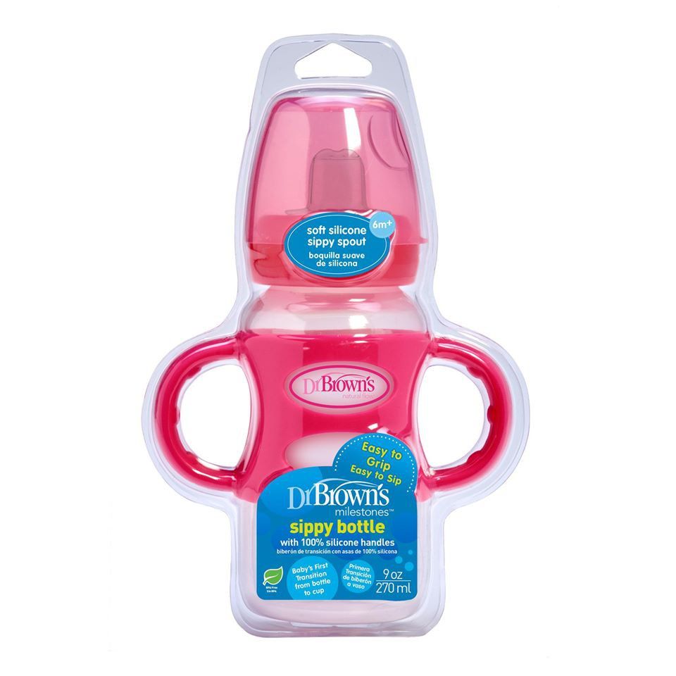 Bình sữa tay cầm cổ rộng hai giai đoạn Dr Brown's "Option Plus" Sippy – Soc&Brothers